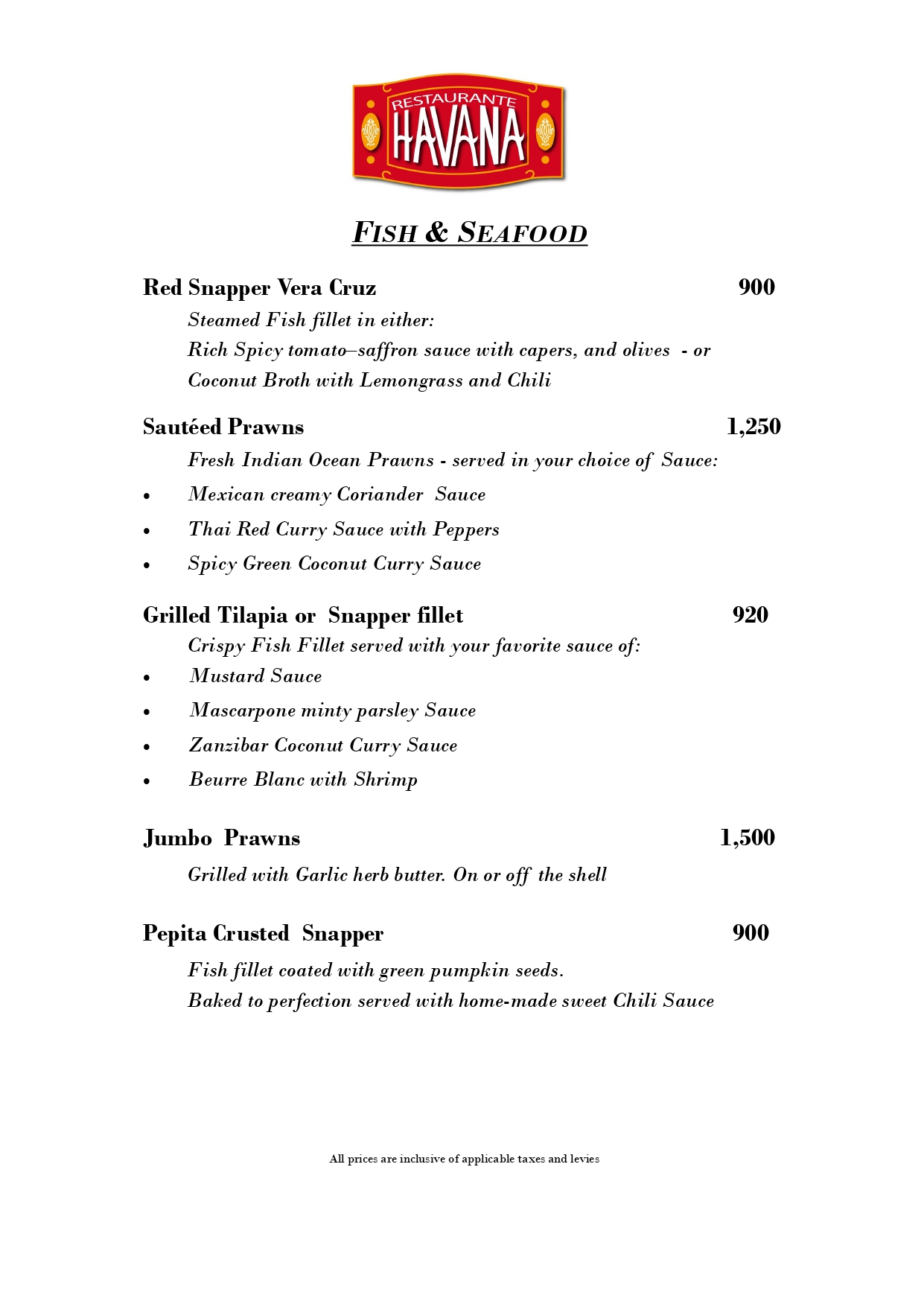 Myna Nairobi Menu & 6 Other Menus from Interesting Establishments in ...