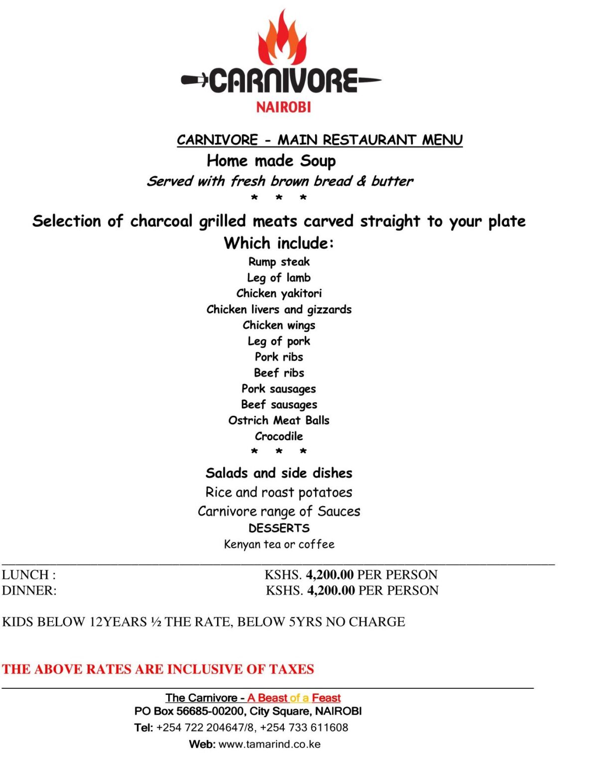 Carnivore Nairobi Menu: A Meat Lover's Den & Great Entertainment Since ...