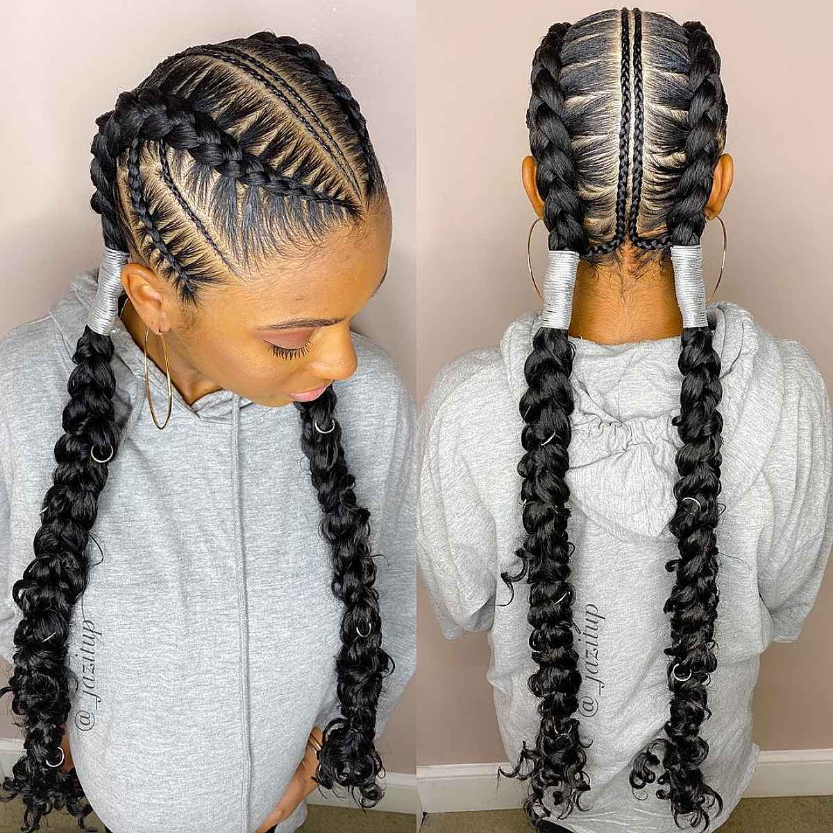Beautiful 2 Feed In Braids With Designs • Chick About Town